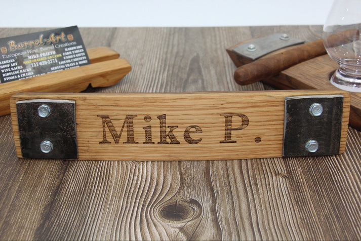 Personalized Bourbon Barrel Stave Name Sign | Engraved Desk Plaque ...