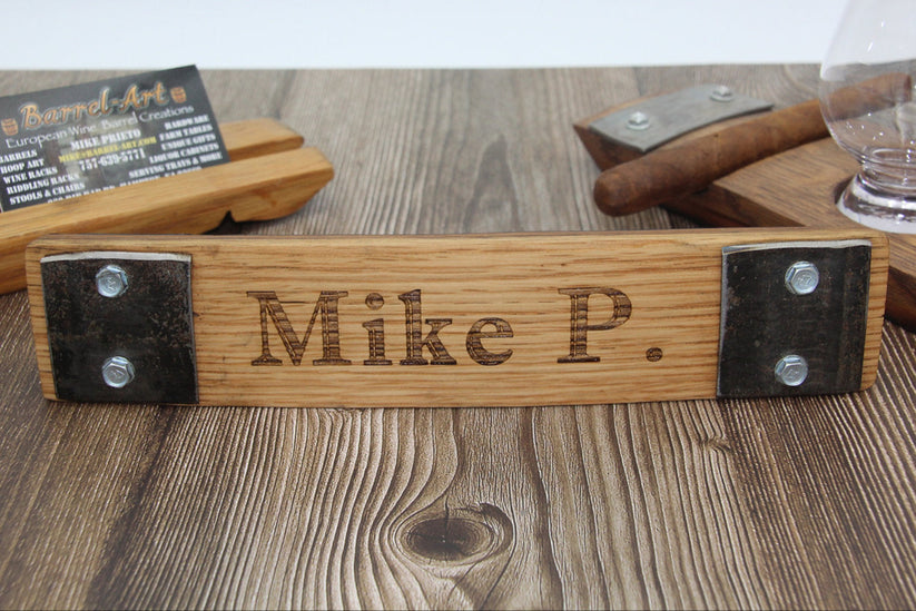 Personalized Bourbon Barrel Stave Name Sign | Engraved Desk Plaque ...